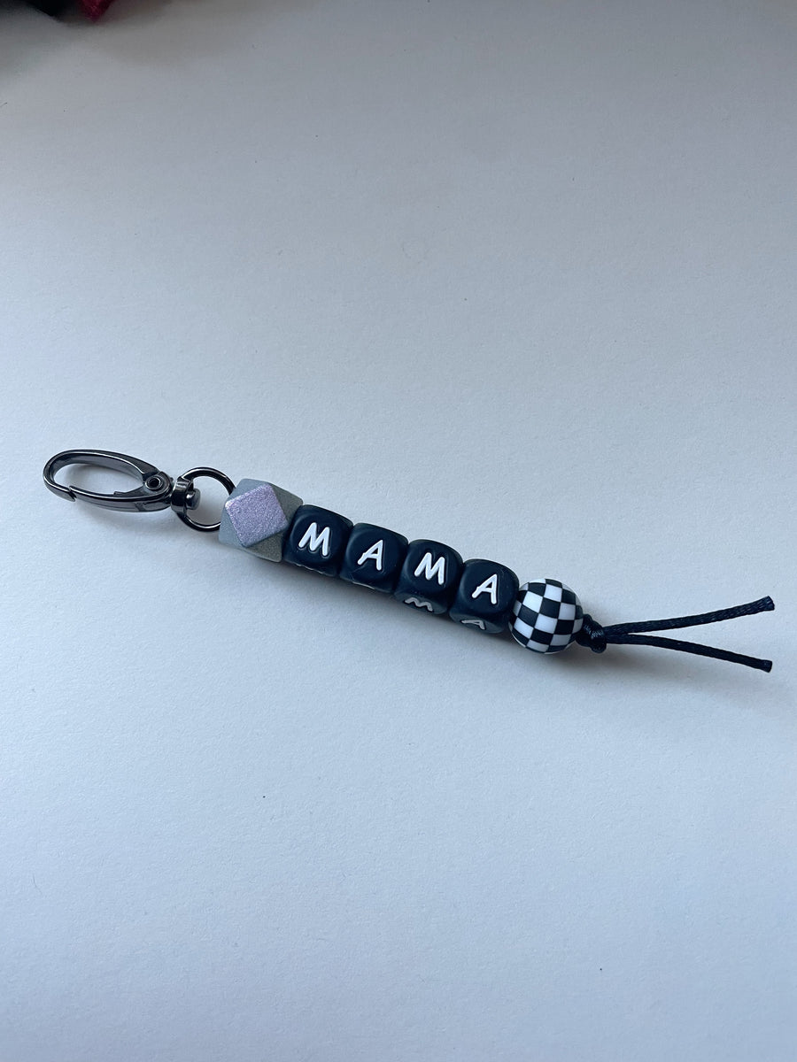 Silver/ checker Mama keychain – Reece & Co. By Kiana